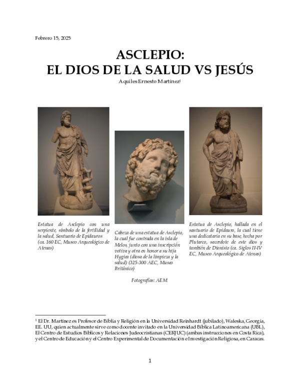 (PDF) ESTAMPAS BÍBLICAS - Asclepio: el dios de la salud vs Jesús