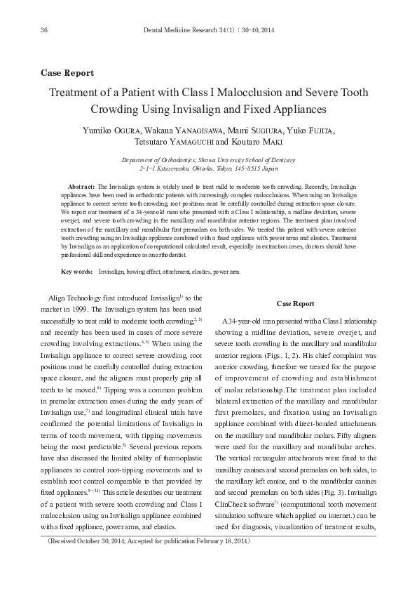 (PDF) Treatment of a patient with a Class I malocclusion with ...
