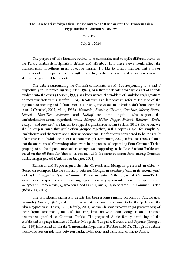 (PDF) The Lambdacism/Sigmatism Debate and What It Means for the ...