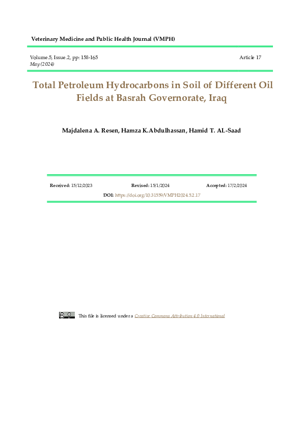 (PDF) Total Petroleum Hydrocarbons in Soil of Different Oil Fields at ...