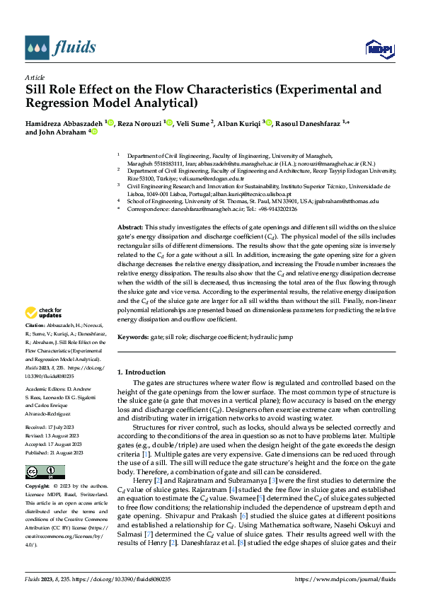 (PDF) Sill Role Effect on the Flow Characteristics (Experimental and ...
