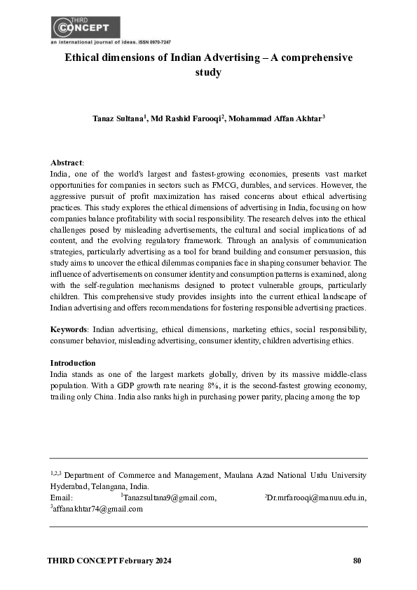 (PDF) Ethical dimensions of Indian Advertising -A comprehensive study