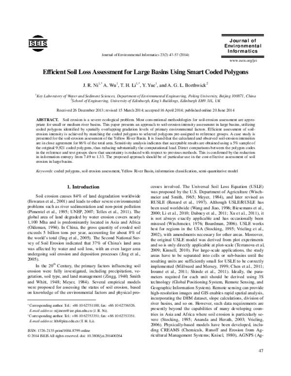 (PDF) Efficient Soil Loss Assessment for Large Basins Using Smart Coded ...