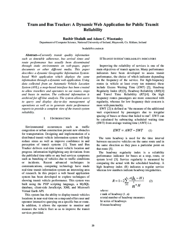 (PDF) Tram and Bus Tracker: A Dynamic Web Application for Public ...
