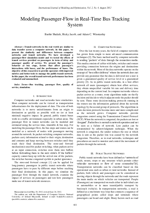 (PDF) Modeling Passenger-Flow in Real-Time Bus Tracking System