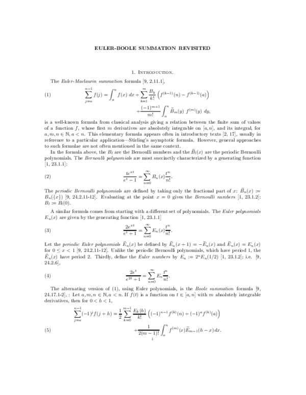 (PDF) Euler-Boole Summation Revisited