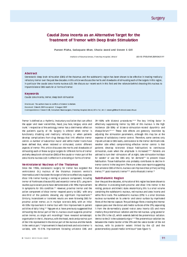 (PDF) Caudal Zona Incerta as an Alternative Target for the Treatment of ...
