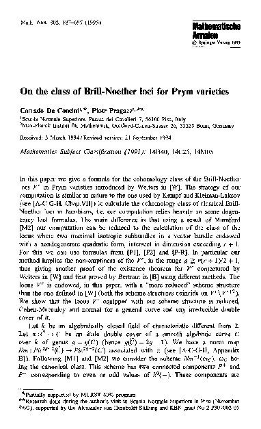 (PDF) On the class of Brill-Noether loci for Prym varieties