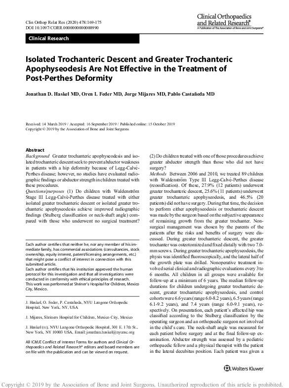 (PDF) Isolated Trochanteric Descent and Greater Trochanteric ...