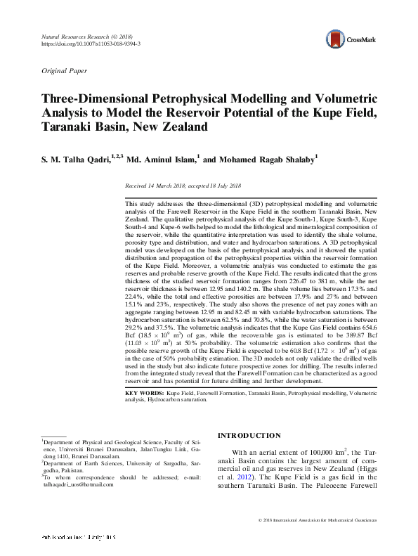 (PDF) Three-Dimensional Petrophysical Modelling and Volumetric Analysis ...
