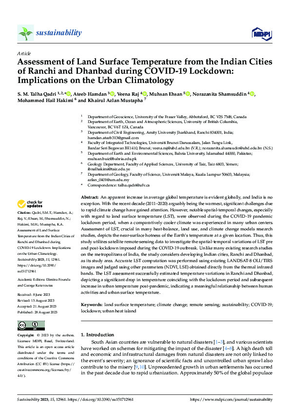 (PDF) Assessment of Land Surface Temperature from the Indian Cities of ...