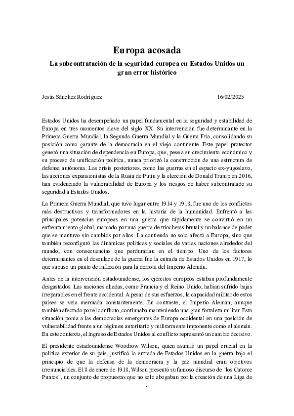 (PDF) Europa acosada La subcontratación de la seguridad europea en Estados Unidos un gran error ...