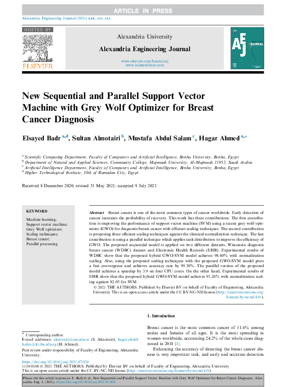 (PDF) New Sequential and Parallel Support Vector Machine with Grey Wolf Optimizer for Breast ...