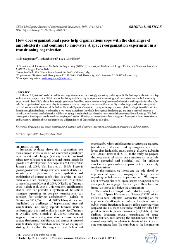 (PDF) How does organizational space help organizations cope with the ...