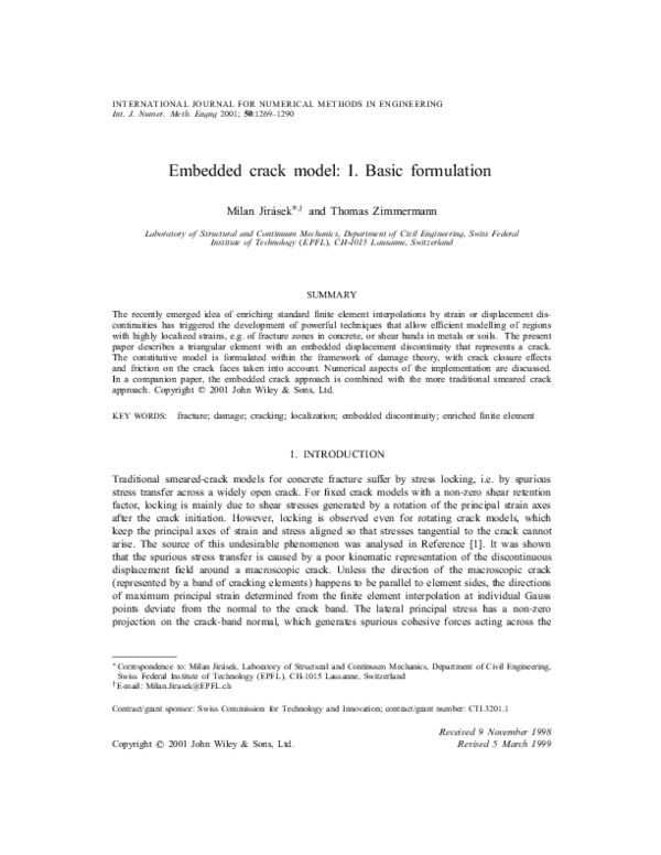 (PDF) Embedded crack model: I. Basic formulation