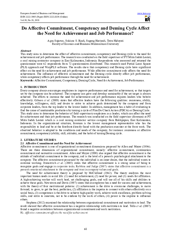 (PDF) Do Affective Commitment, Competency and Deming Cycle Affect the ...