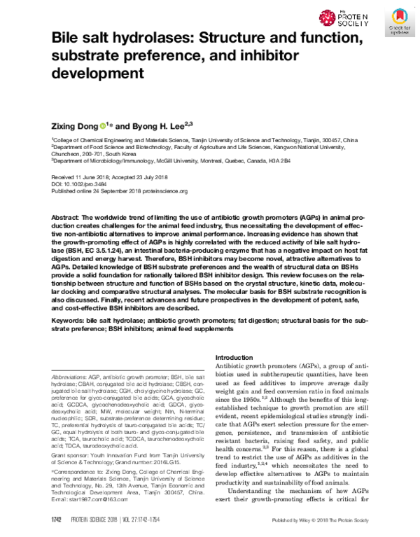 (PDF) Bile salt hydrolases: Structure and function, substrate ...