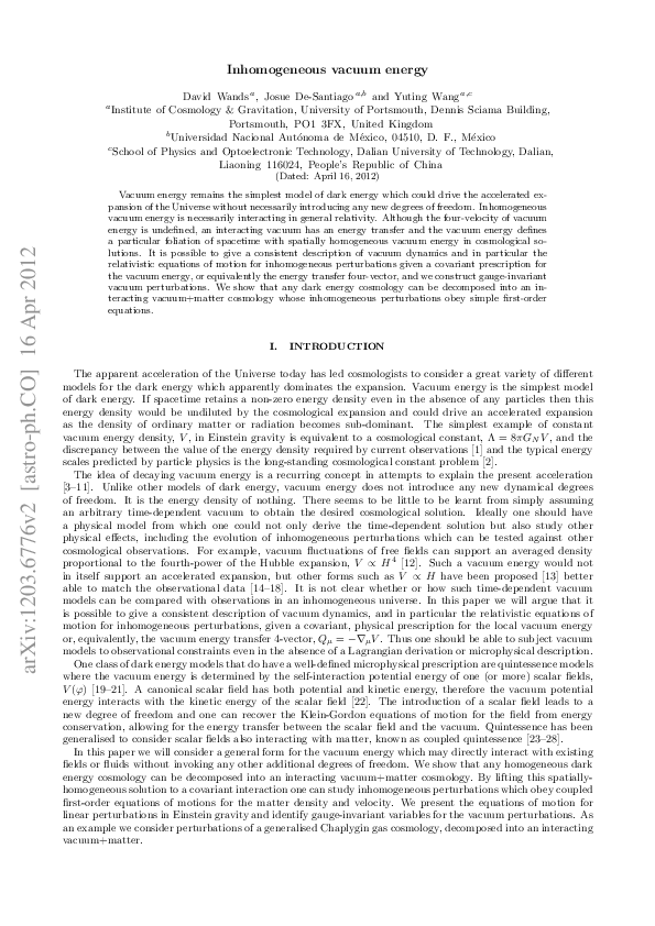 (PDF) Inhomogeneous vacuum energy