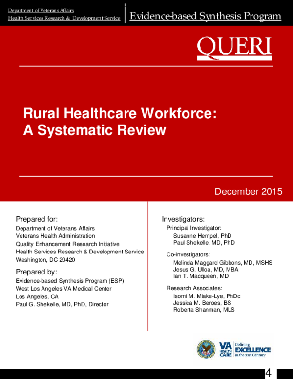 (PDF) Rural Healthcare Workforce: A Systematic Review
