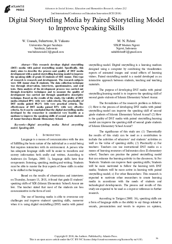 (PDF) Digital Storytelling Media by Paired Storytelling Model to ...