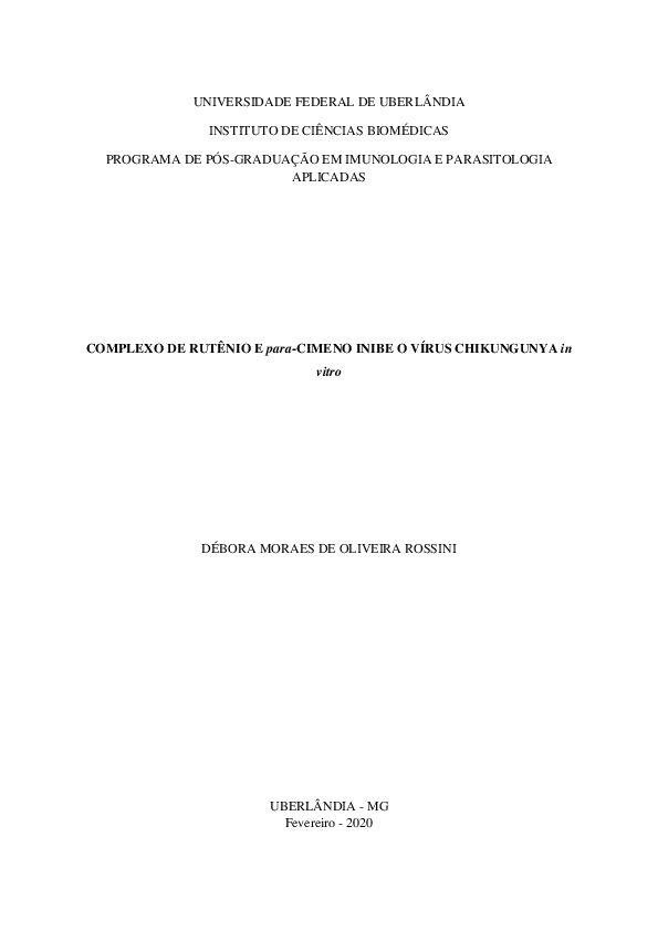 (PDF) Complexo de rutênio e para-cimeno inibe o vírus Chikunguna in vitro