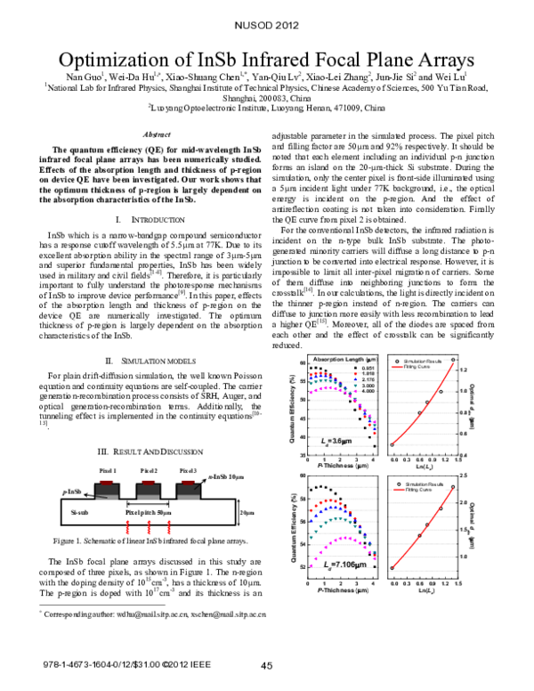 (PDF) Optimization of InSb infrared focal plane arrays