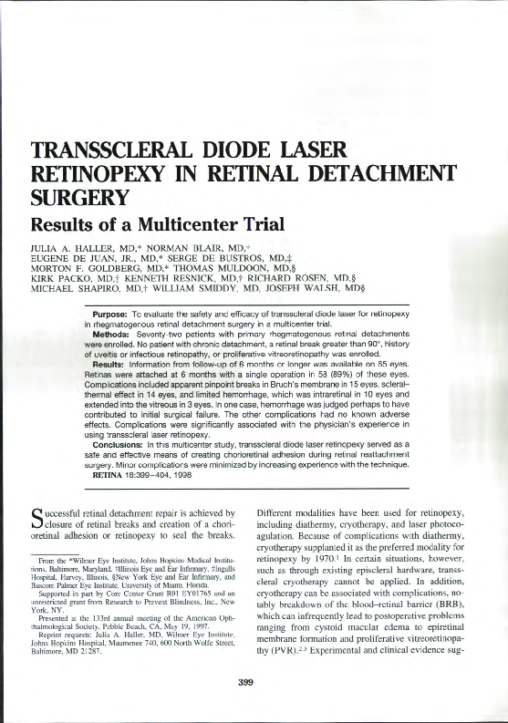 (PDF) TRANSSCLERAL DIODE LASER RETINOPEXY IN RETINAL DETACHMENT SURGERY ...