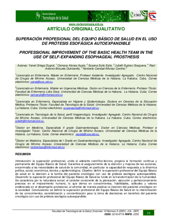 (PDF) Superación profesional del Equipo Básico de Salud en el uso de ...