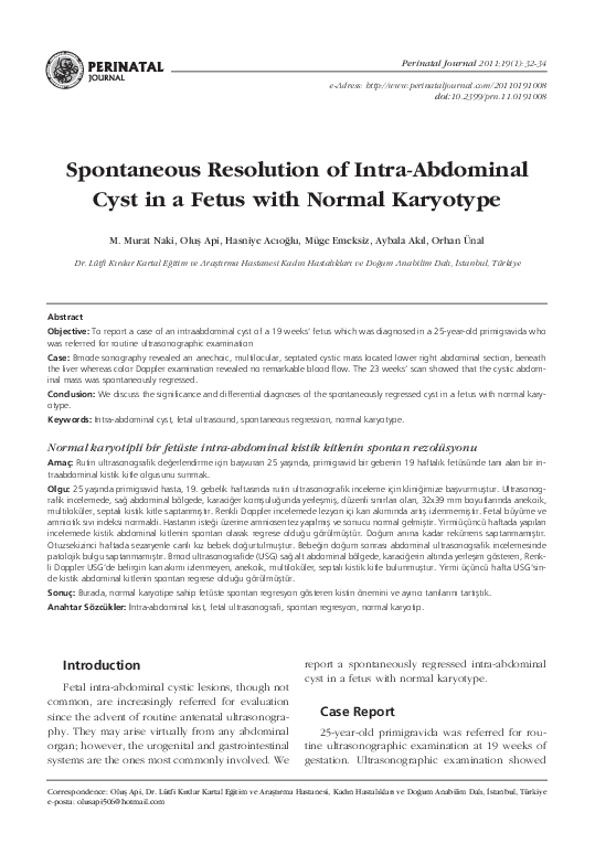 (PDF) Spontaneous Resolution of Fetal Intra-Abdominal in a Fetus With ...