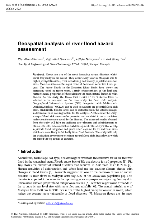 (PDF) Geospatial analysis of river flood hazard assessment