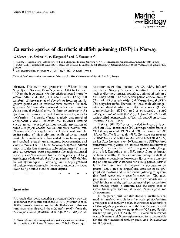 (PDF) Causative species of diarrhetic shellfish poisoning (DSP) in Norway