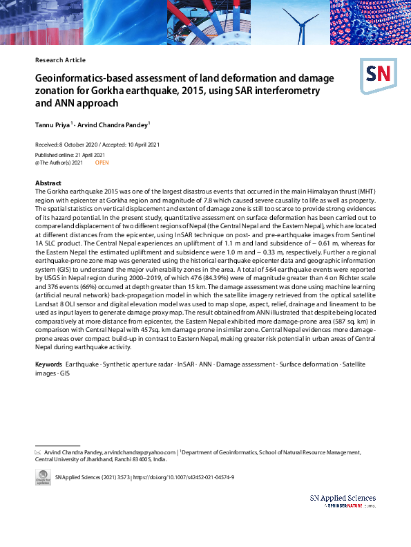 (PDF) Geoinformatics-based assessment of land deformation and damage ...