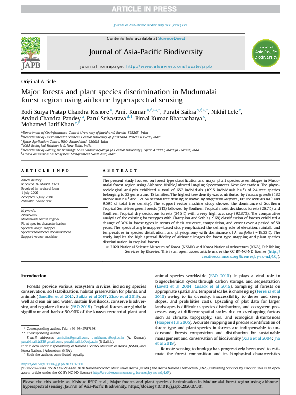 (PDF) Major forests and plant species discrimination in Mudumalai ...