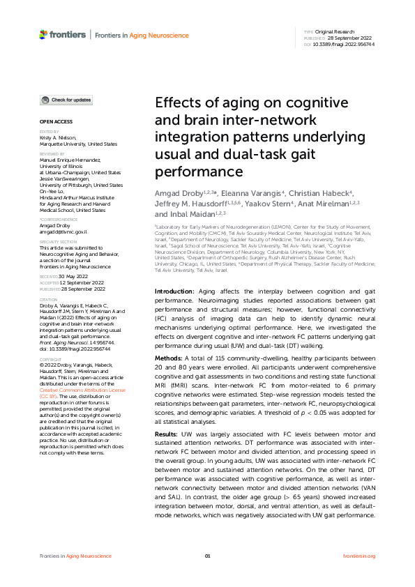 (PDF) Effects of aging on cognitive and brain inter-network integration patterns underlying ...