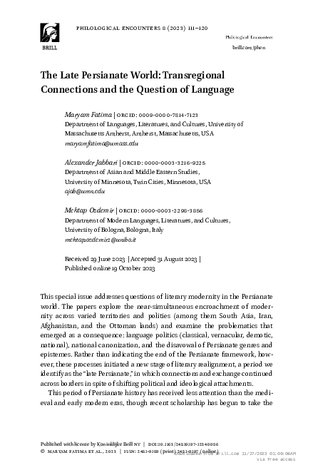 (PDF) The Late Persianate World: Transregional Connections and the ...