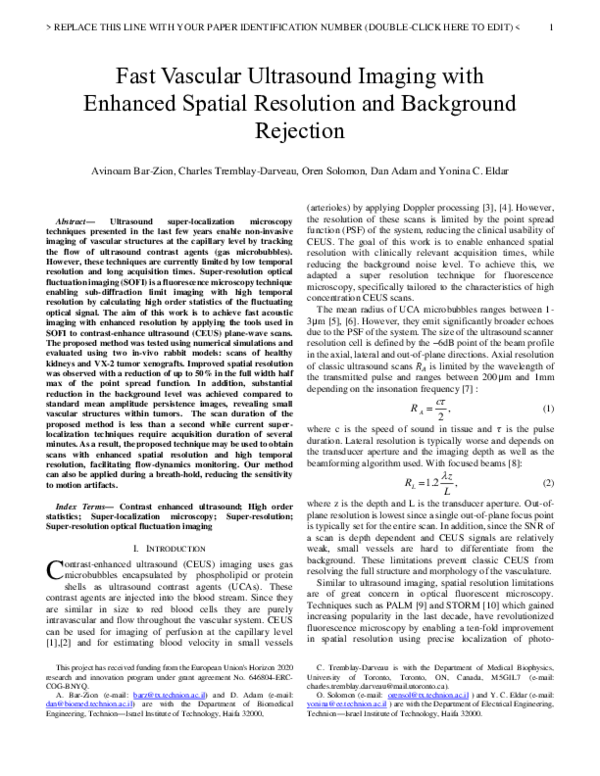(PDF) Super-Resolution Ultrasound Imaging of Vascular Structures with ...
