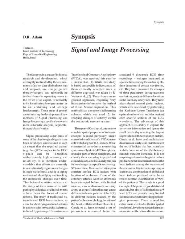 (PDF) Signal and Image Processing