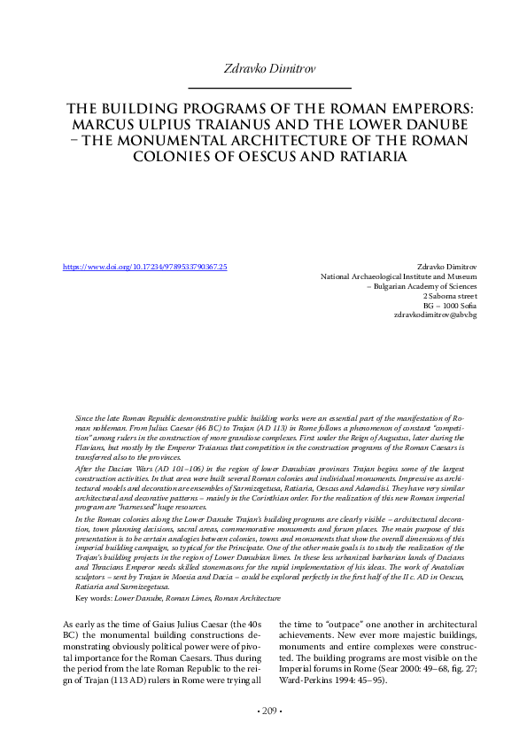 (PDF) The building programs of the Roman Emperors: Marcus Ulpius ...