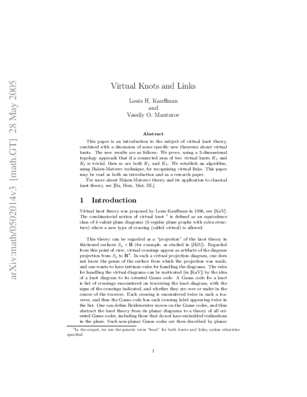 (PDF) Virtual Knots and Links