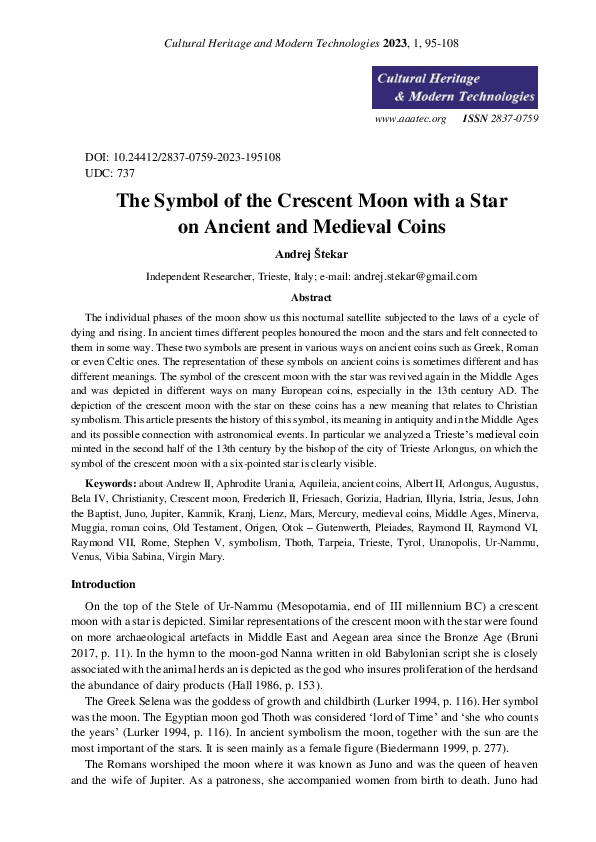 (PDF) The Symbol of the Crescent Moon with a Star on Ancient and ...