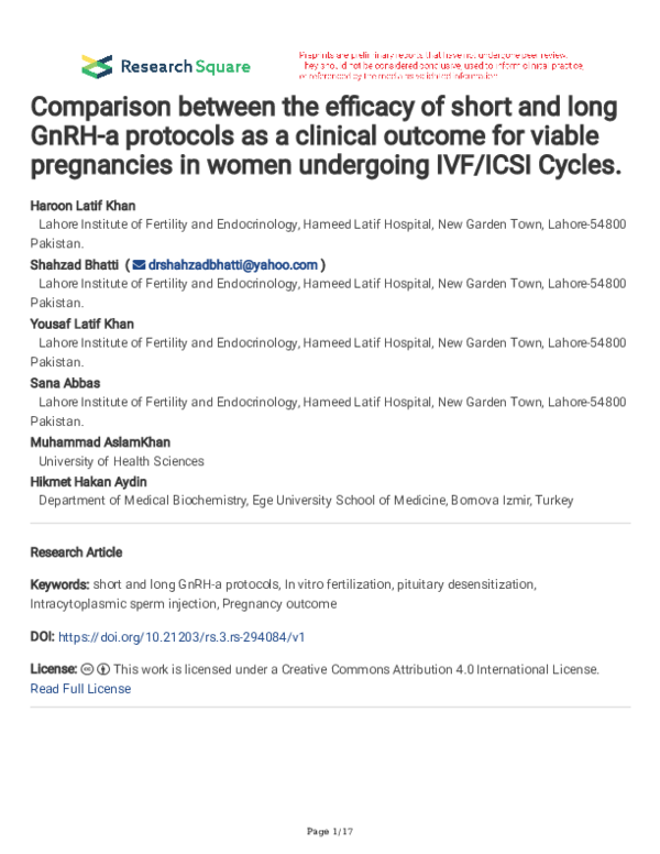 (PDF) Comparison between the efficacy of short and long GnRH-a ...