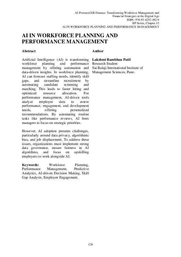 (PDF) AI IN WORKFORCE PLANNING AND PERFORMANCE MANAGEMENT