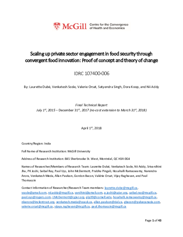 (PDF) Scaling up private sector engagement in food security through ...