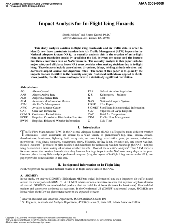 (PDF) Impact Analysis for In-Flight Icing Hazards