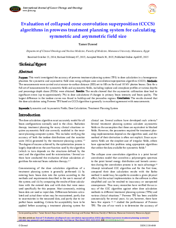 (PDF) Evaluation collapsed cone convolution/superposition (CCCS ...
