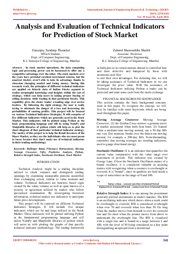 (PDF) Analysis and Evaluation of Technical Indicators for Prediction of ...