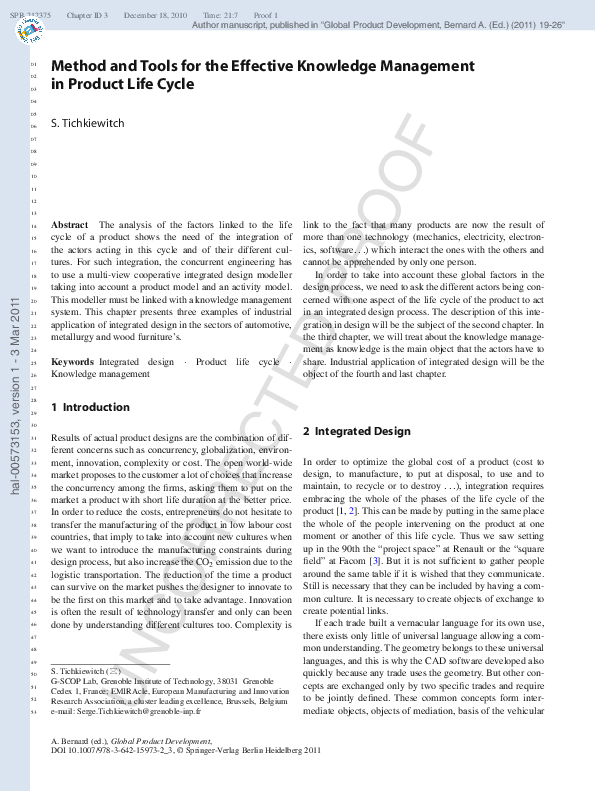 (PDF) Method and Tools for the Effective Knowledge Management in Product Life Cycle