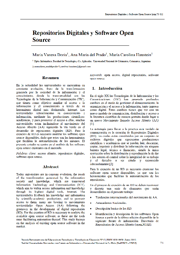(PDF) Repositorios digitales y software open source