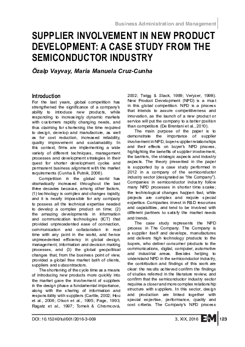 (PDF) Supplier involvement in new product development: a case study from the semiconductor industry
