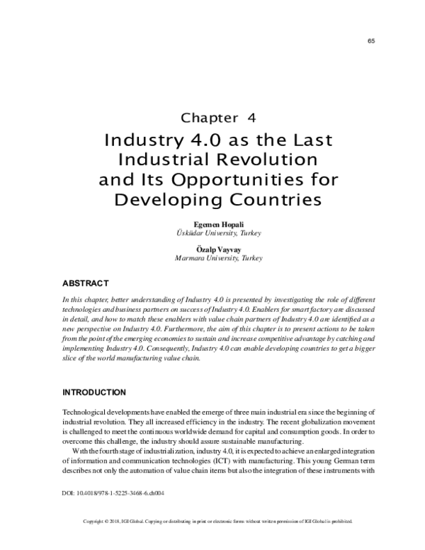 (PDF) Industry 4.0 as the Last Industrial Revolution and Its ...